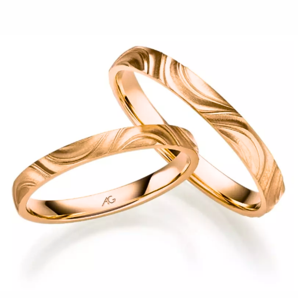 Modernus vestuvinis žiedas be deimanto - Reljefas I I FashionGold.lt